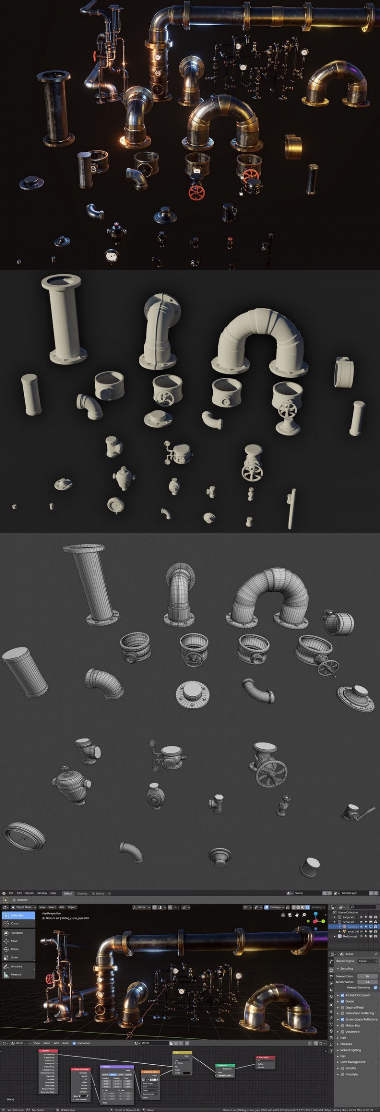 Desire FX 3d models | Steampunk Pipes 3D Kit