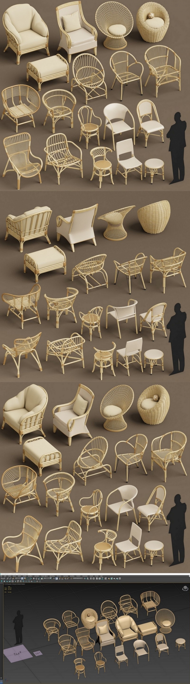 Desire FX 3d models | Cgtrader – Wicker chair set A 3D model 3D model