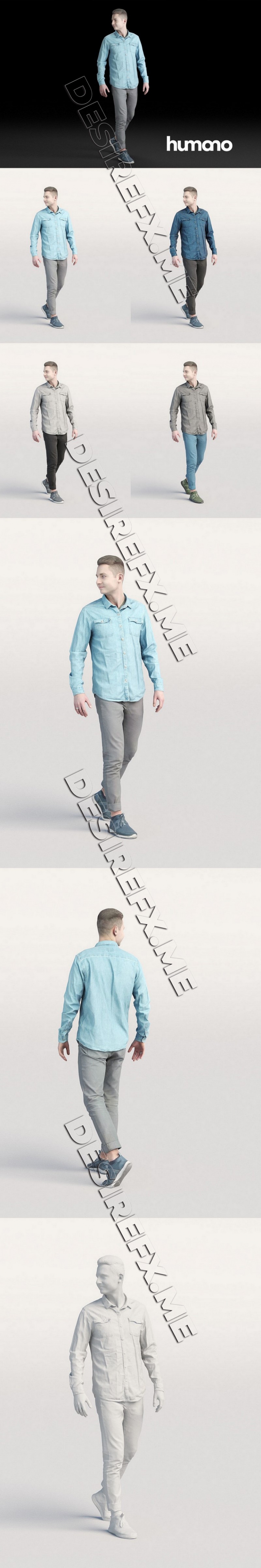 Desire FX 3d models | Humano Casual man walking and looking 0202 3D model