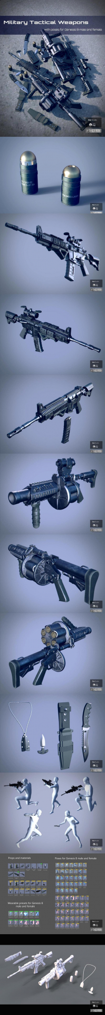 Desire FX 3d models | Military Tactical Weapons and Poses for Genesis 8