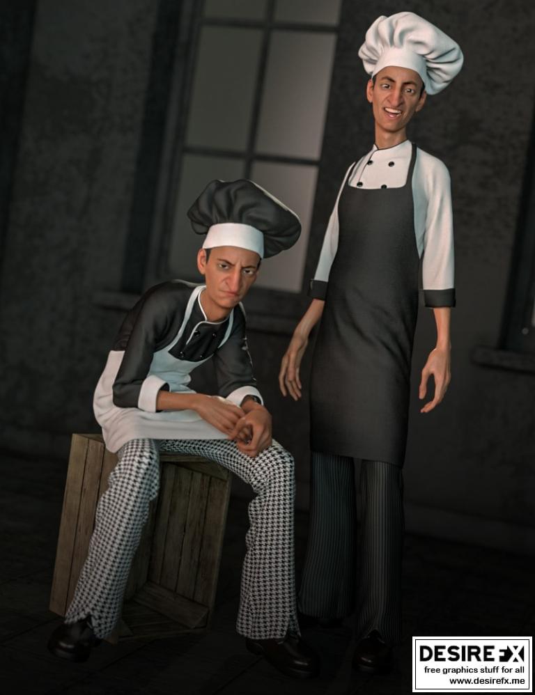 Desire FX 3d models | dForce Chef Outfit and Hair for Genesis 8 Male(s)