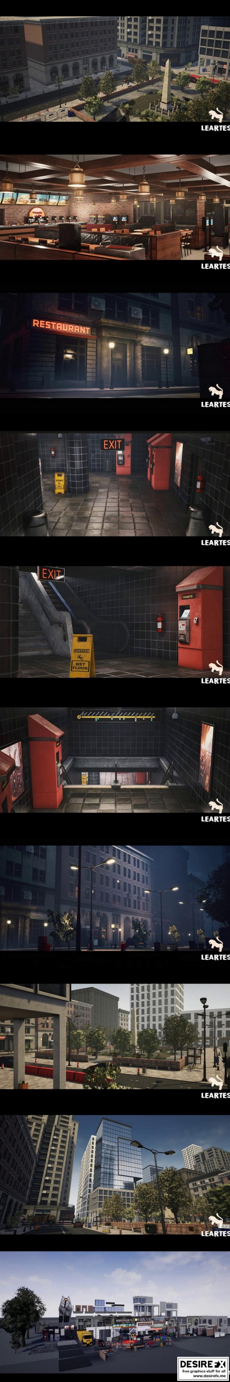 Desire FX 3d models | Modern City Downtown with Interiors Megapack ...
