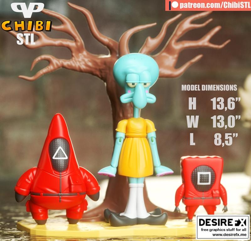 Desire FX 3d models | Squid Game x Spongebob Chibi – 3D Print Model
