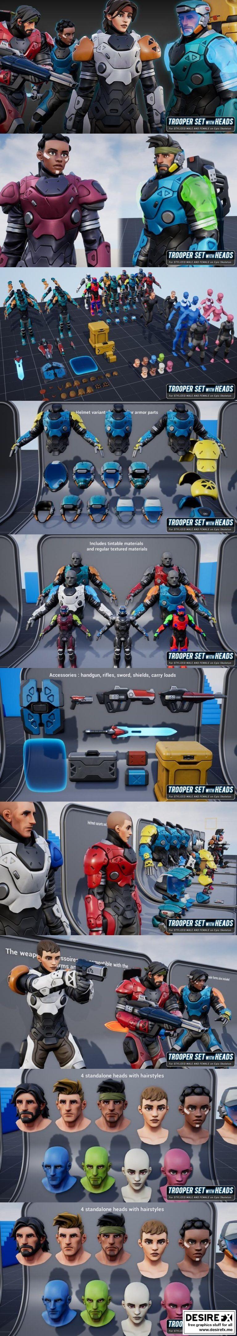 Desire FX 3d models | Unreal Engine – SciFi Trooper Set for Stylized ...