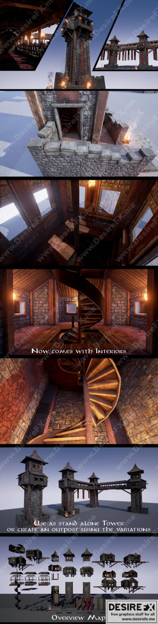 Desire FX 3d models | Medieval Series – Watch Tower + Interiors Pack