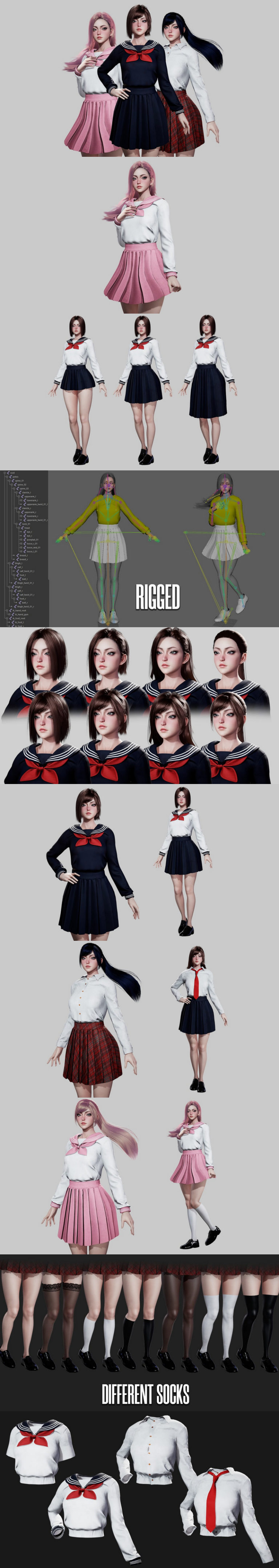 Desire FX 3d models | Customizable School Girls