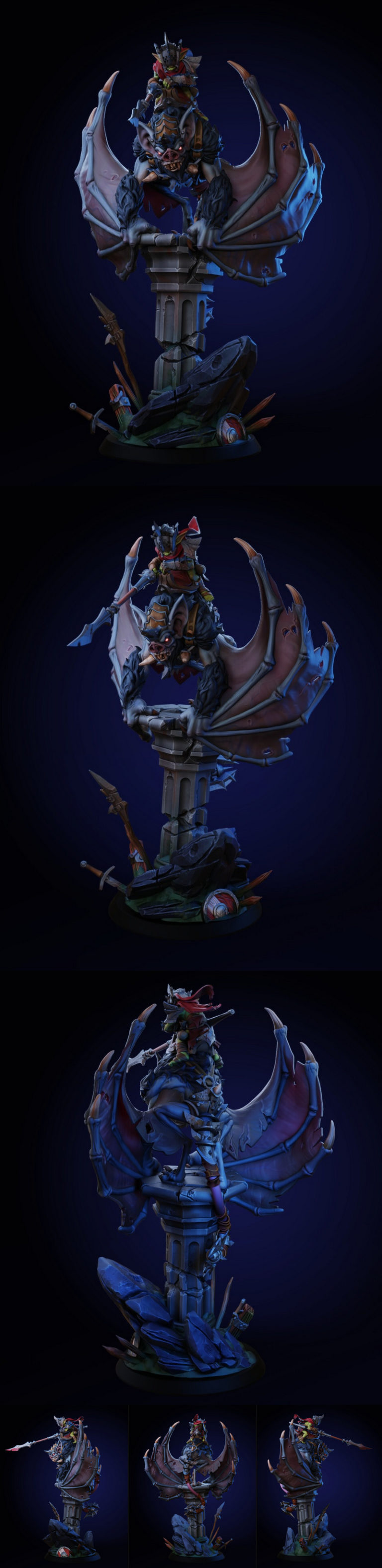 Desire FX 3d models | Nahari and Komori – Goblin Batrider – 3D Print Model