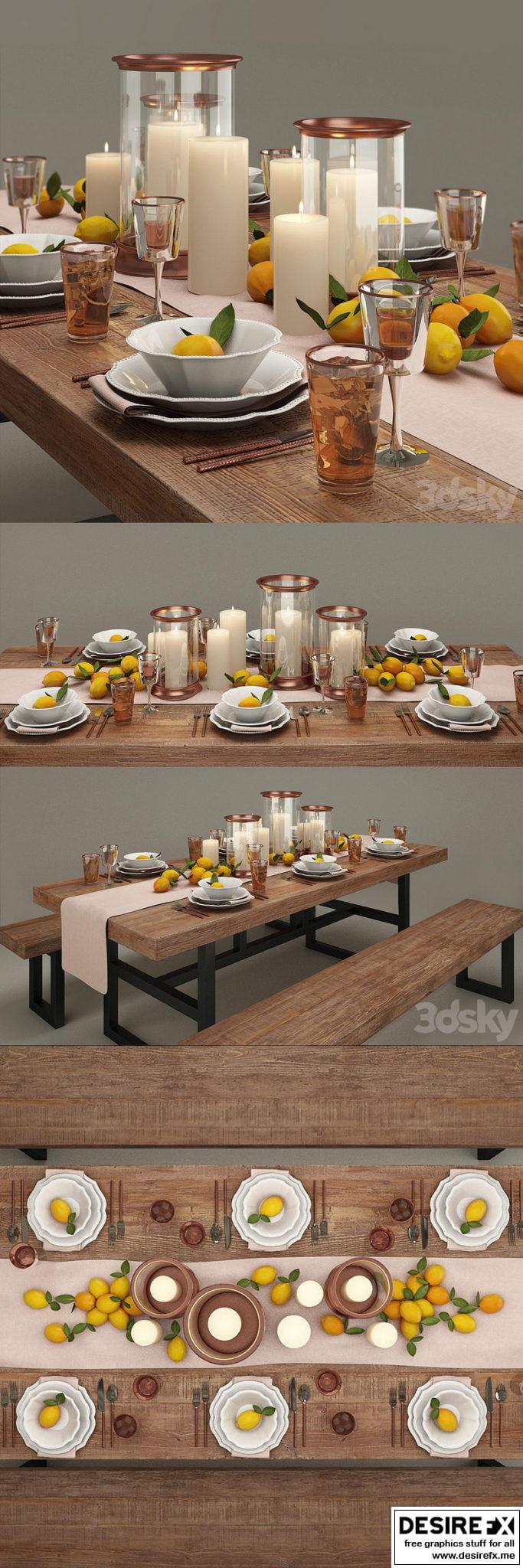 Desire FX 3d models | Pottery Barn Dinner Set – 3D Model