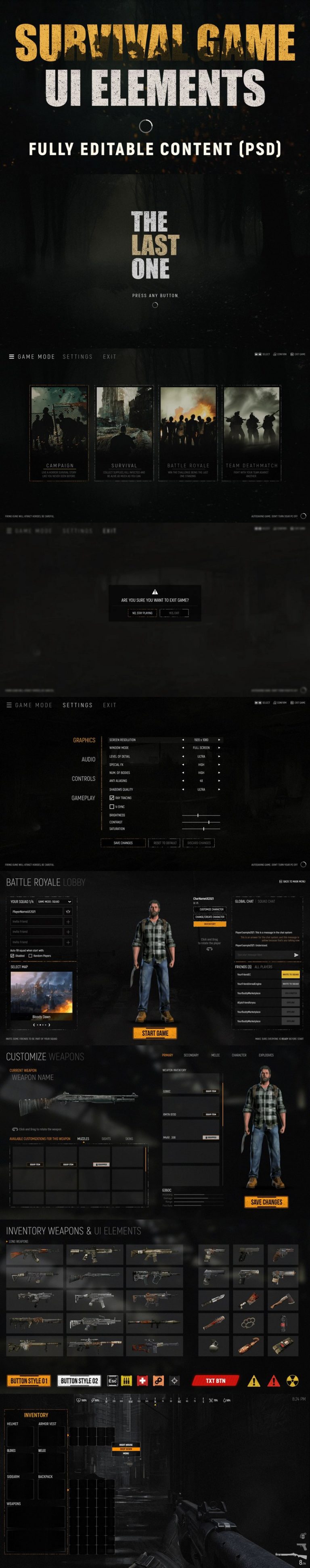 Desire FX 3d models | Editable Survival Horror UI Elements Bundle