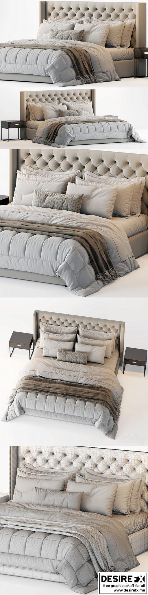 Desire FX 3d models | RH Adler Shelter Diamond Tufted Panel Fabric Bed – 3D Model