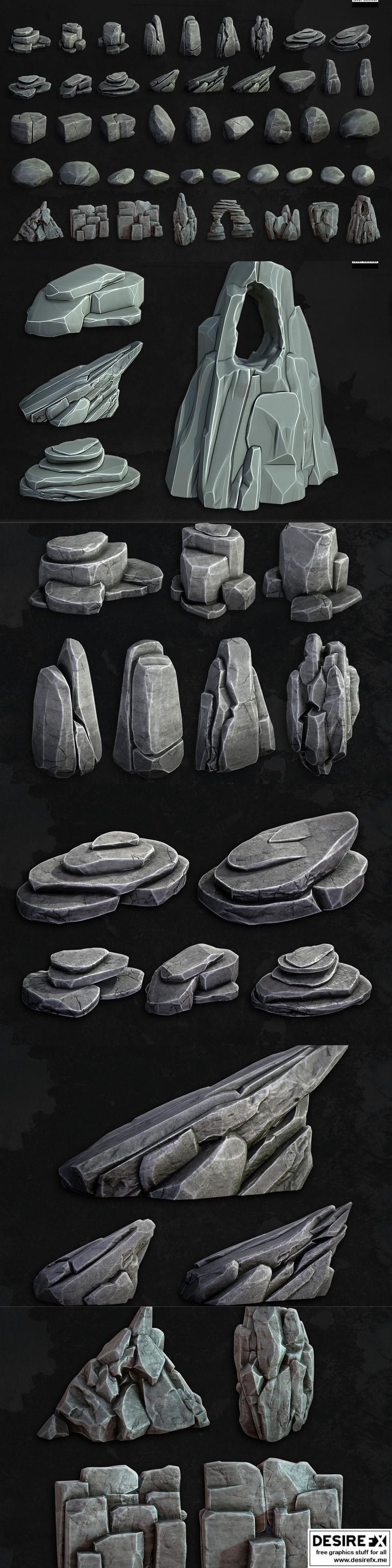 Desire FX 3d models | Stylized Rock Asset Pack by J Roscinas Low-poly ...