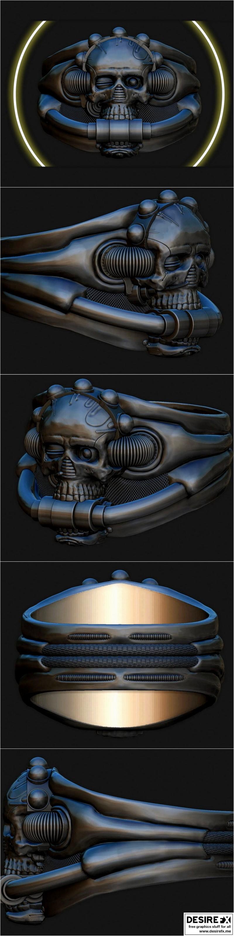 Desire FX 3d models | DARK MILLENNIUM Skull RING CYBERPUNK STYLE 3D ...