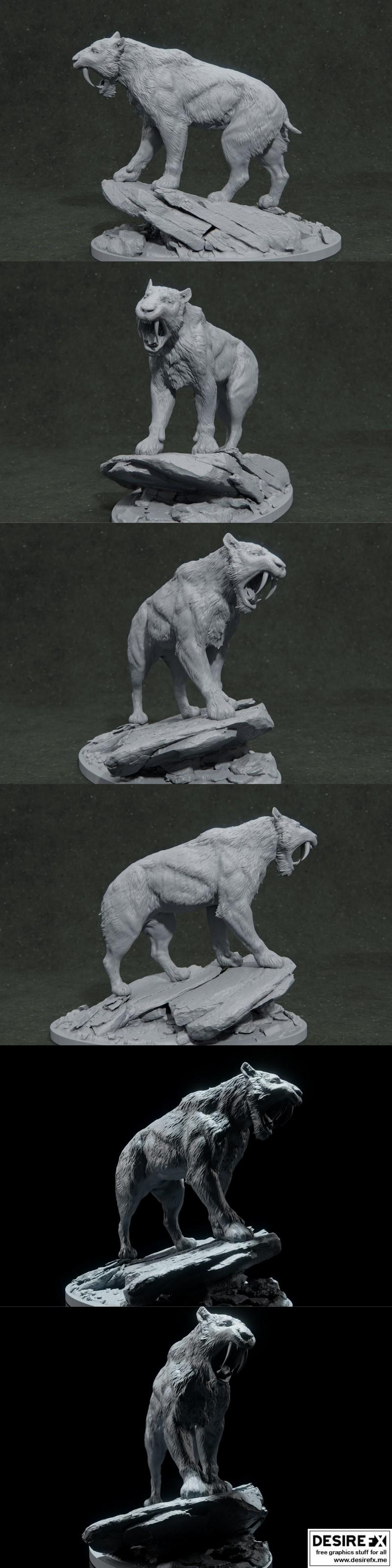 Desire FX 3d models | Smilodon Populator roaring 1-35 scale pre ...