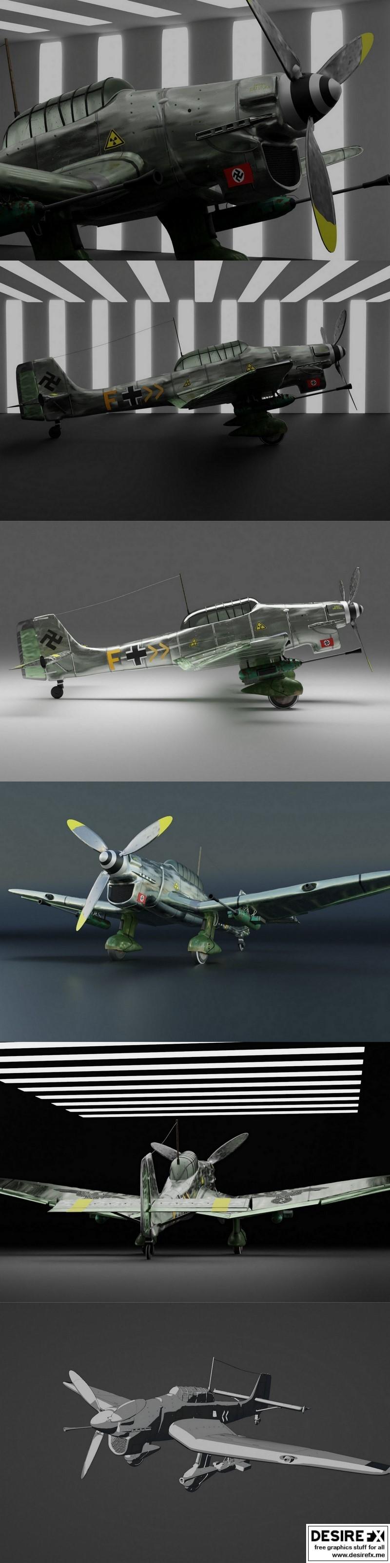 Desire FX 3d models | The stuka- Junkers Ju87- Germen WWII fighter airplane