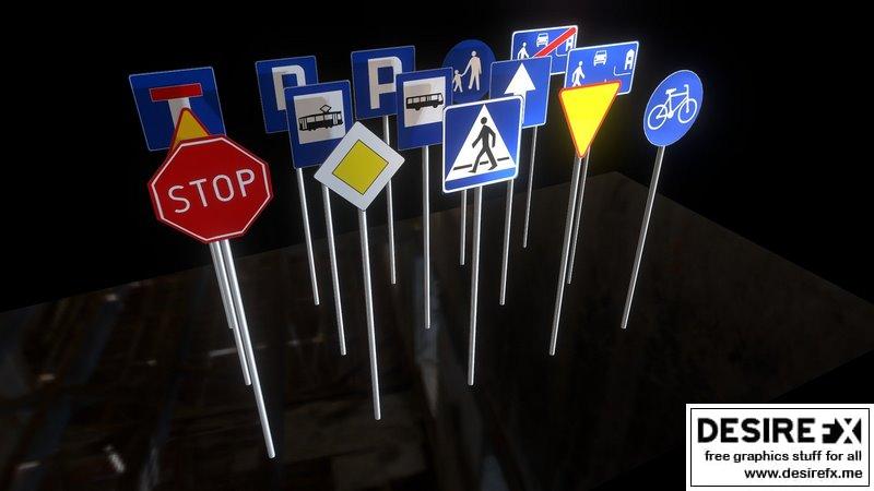 Desire FX 3d models | Road Signs asset low-poly