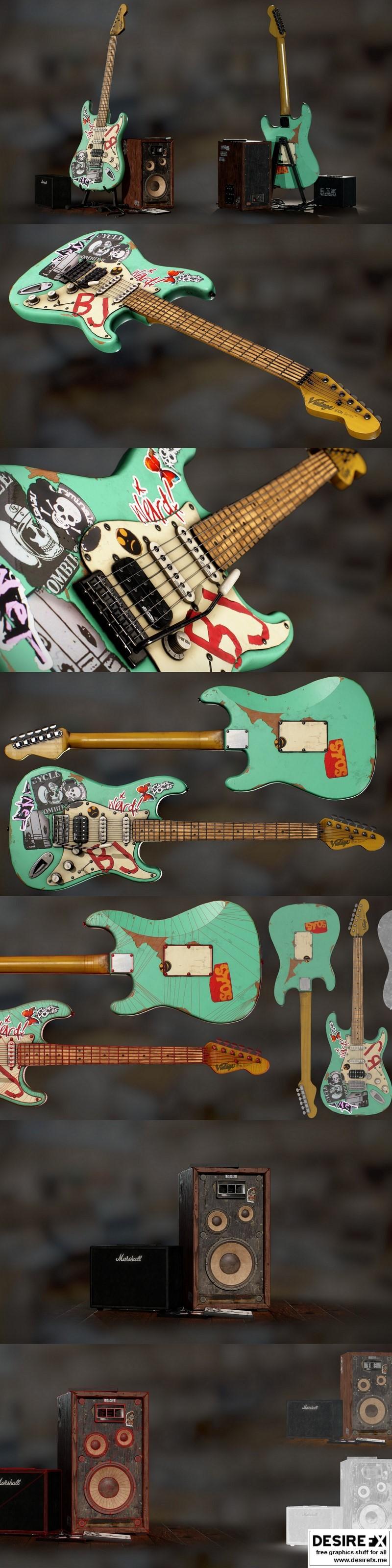 Desire FX 3d models | Vintage V6H ICON Electric Guitar Props