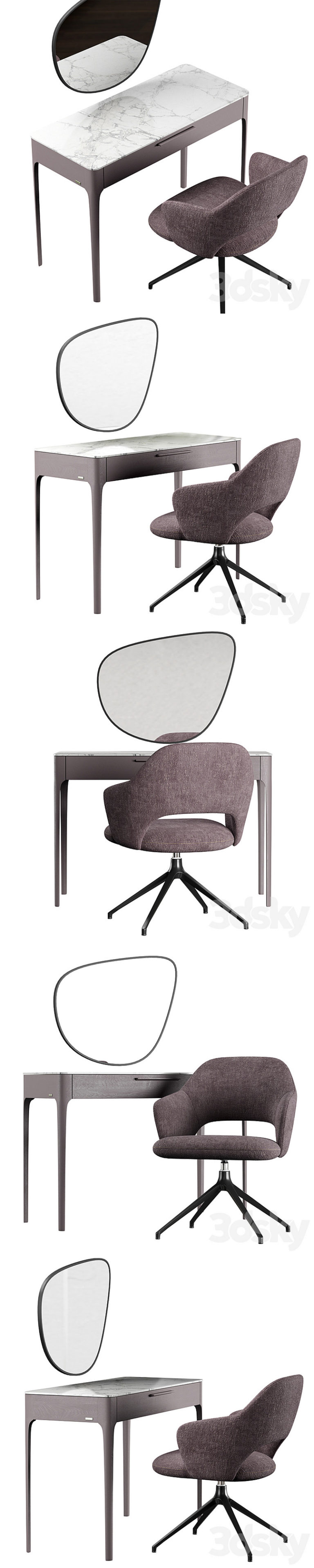 Desire FX 3d models | Mara Dressing Table Roma Furman Armchair – 3D Model