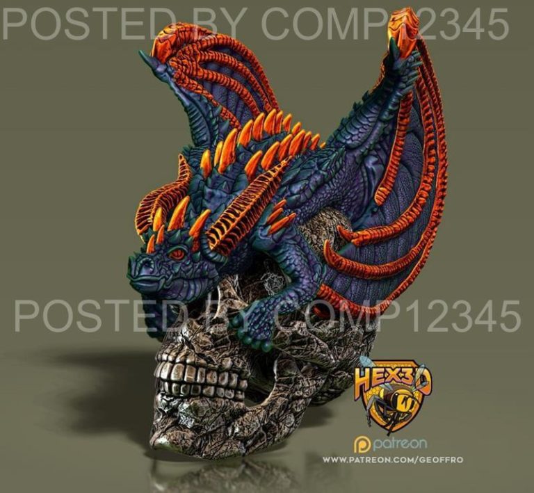 Desire FX 3d models | Hex3D – Multicolor Dragon Skull – 3D Print Model STL