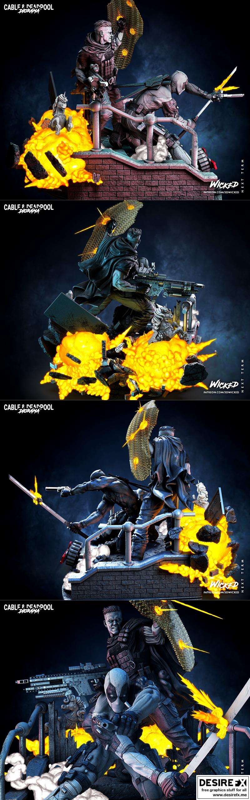 Desire FX 3d models | Wicked – Marvel Deadpool and Cable Diorama ...