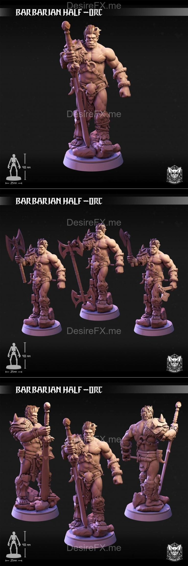 Desire FX 3d models | Dungeon Dog – Barbarian Half Orcn – 3D Print ...