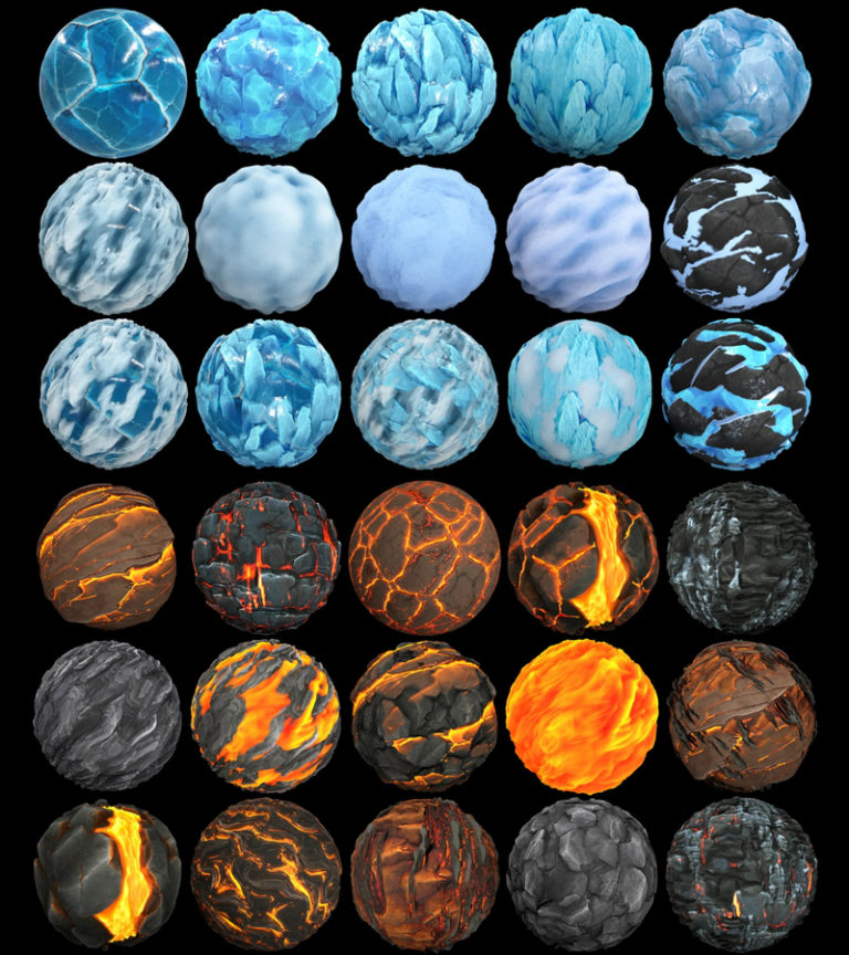 Desire FX 3d models | Stylized Ice Textures + Stylized Lava Textures