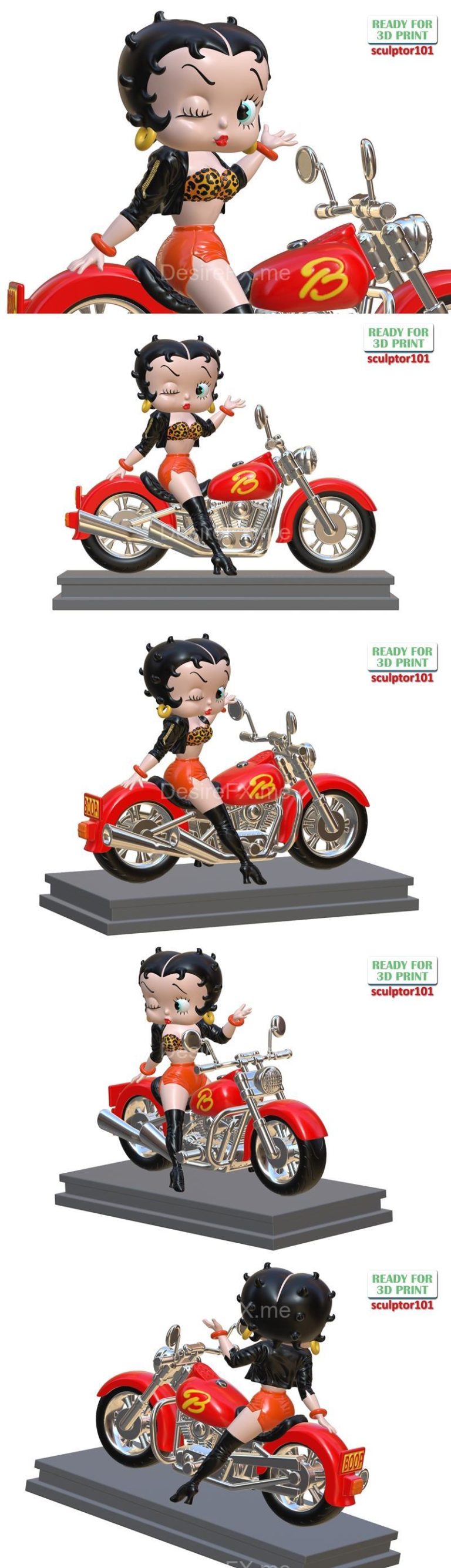 Desire FX 3d models | 3DExport – Betty Boop the Biker – 3D Print Model STL