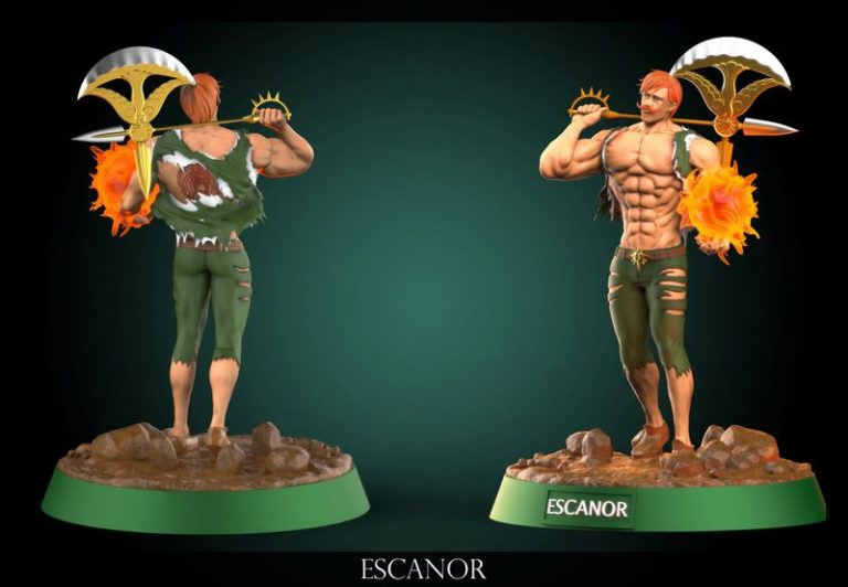 Desire FX 3d models | Escanor man holding sword and fire 3D print model