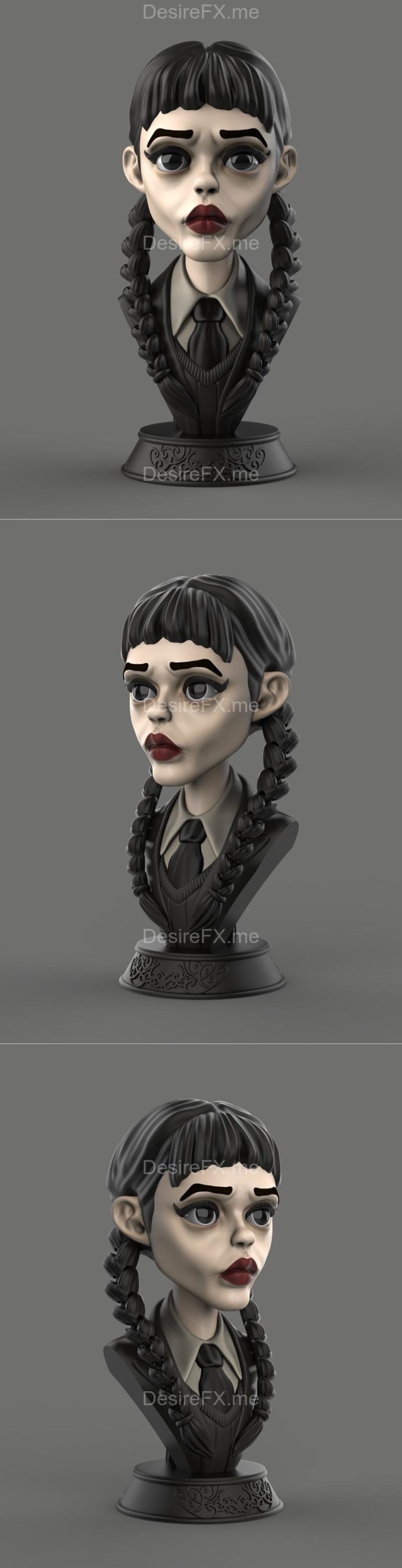 Desire FX 3d models | Wednesday Bust with Articulated Pigtails – 3D ...