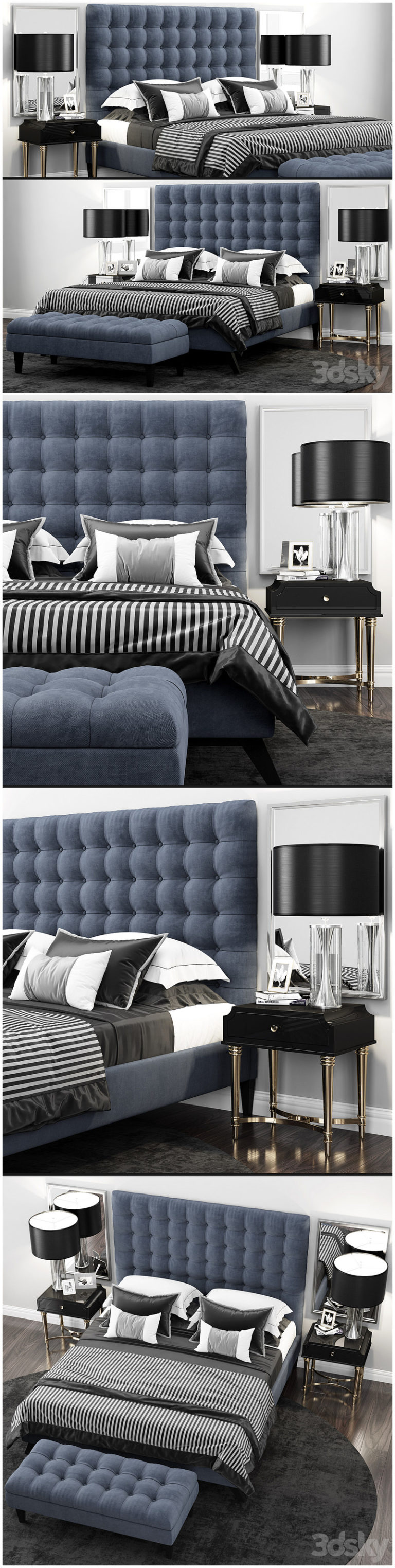 Desire FX 3d models | Bed TOV Furniture Eden Grey Velvet Tufted – 3D Model