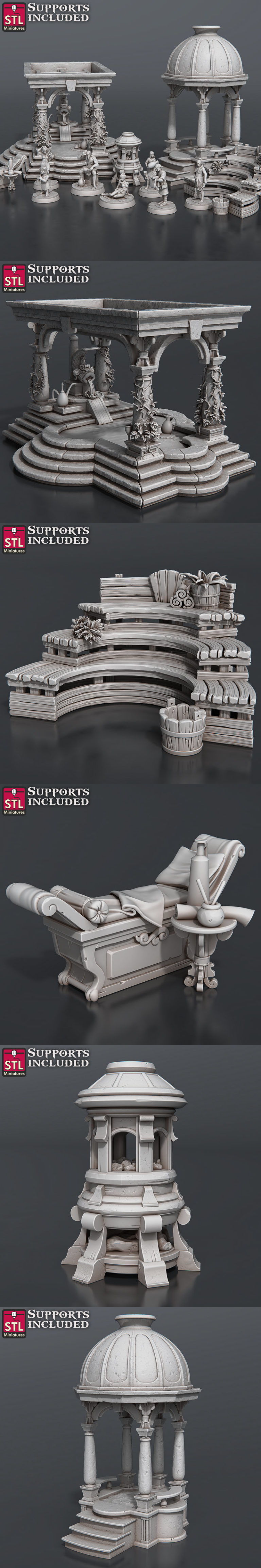 Desire FX 3d models | STL Miniatures – Bath House Set – 3D Print Model