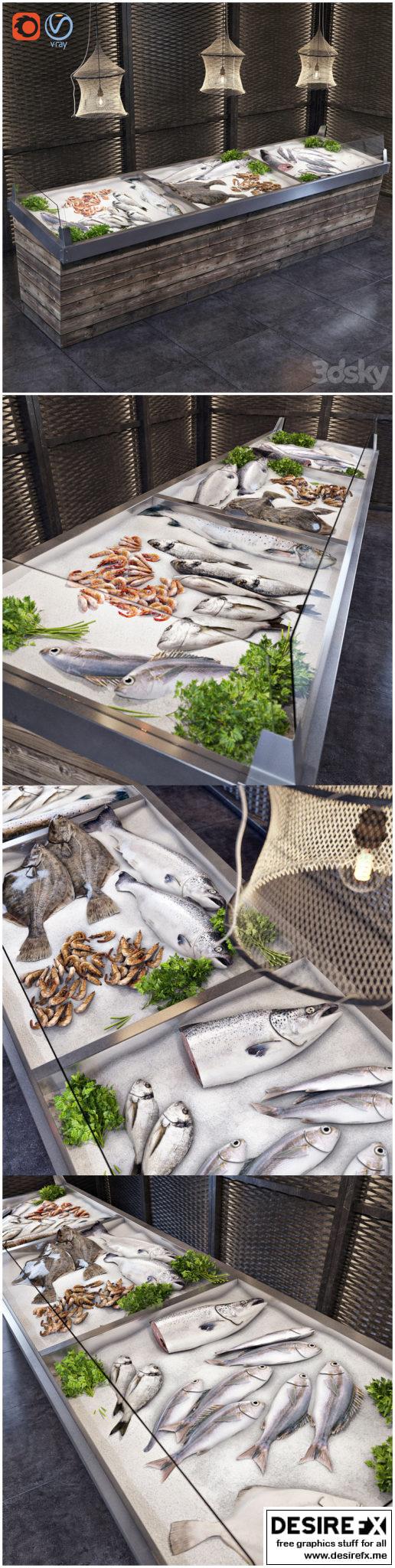 Desire FX 3d models | Showcase with fish and seafood – 3D Model