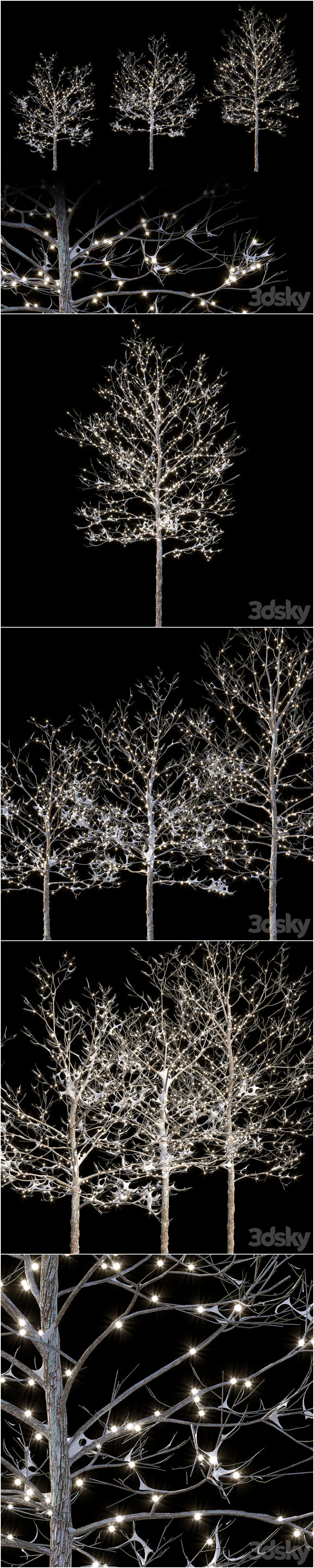 Desire FX 3d models | Trees in the snow with a luminous garland – 3D Model