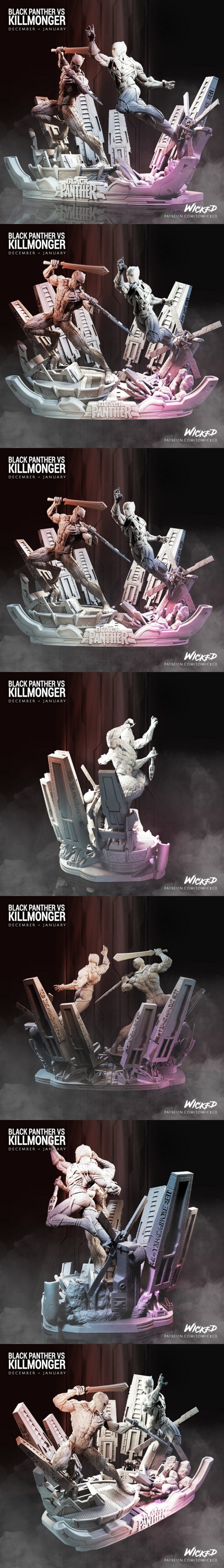 Desire FX 3d models | Wicked – Black Panther Vs Killmonger – Marvel Comics – 3D Print Diorama