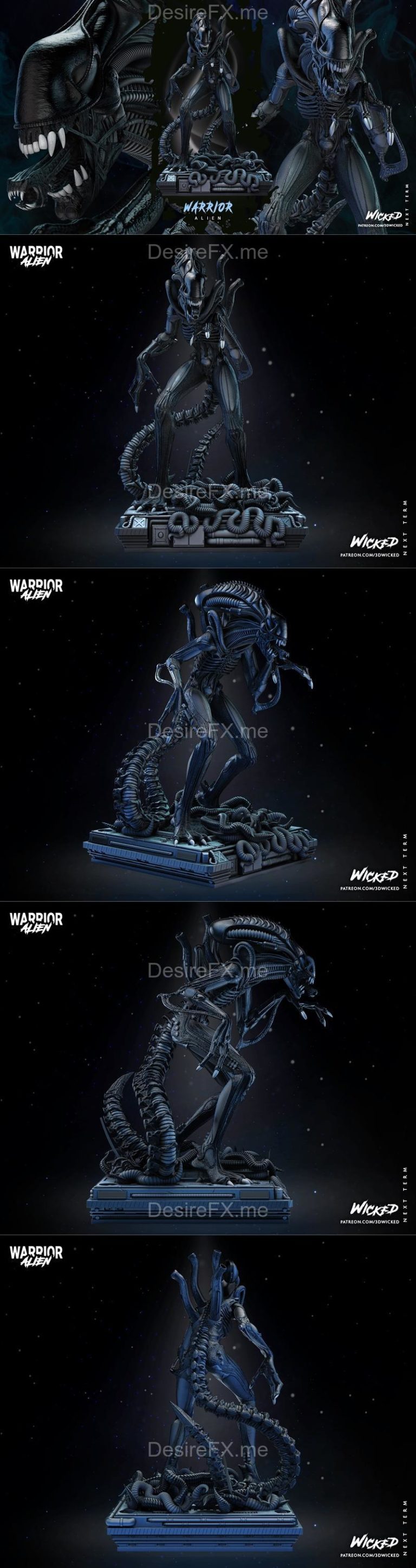 Desire FX 3d models | WICKED – Alien Warrior Statue – 3D Print Model STL