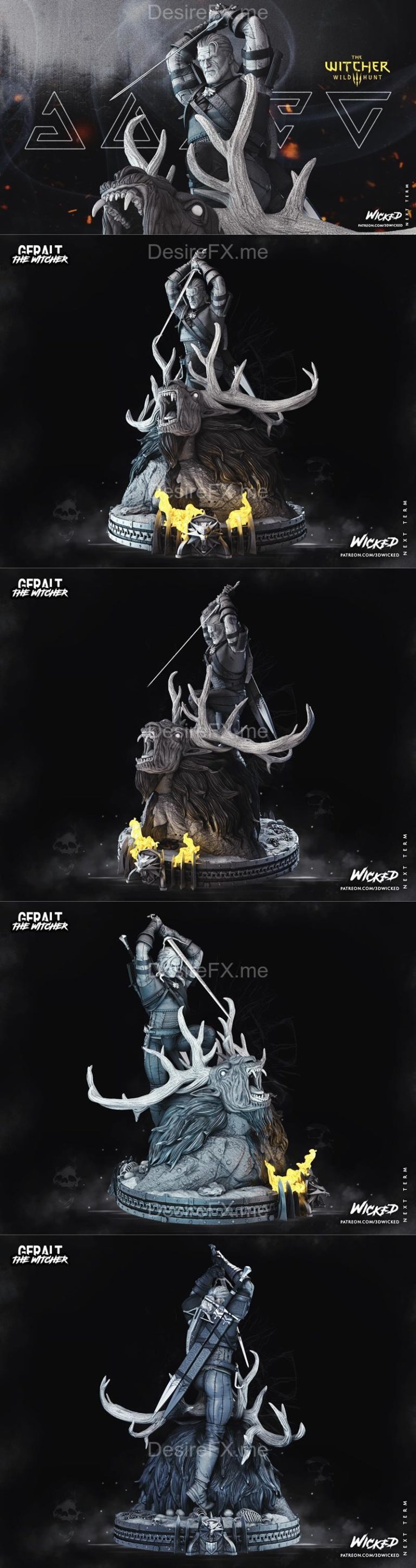 Desire FX 3d models | WICKED – Geralt Statue – 3D Print Model STL