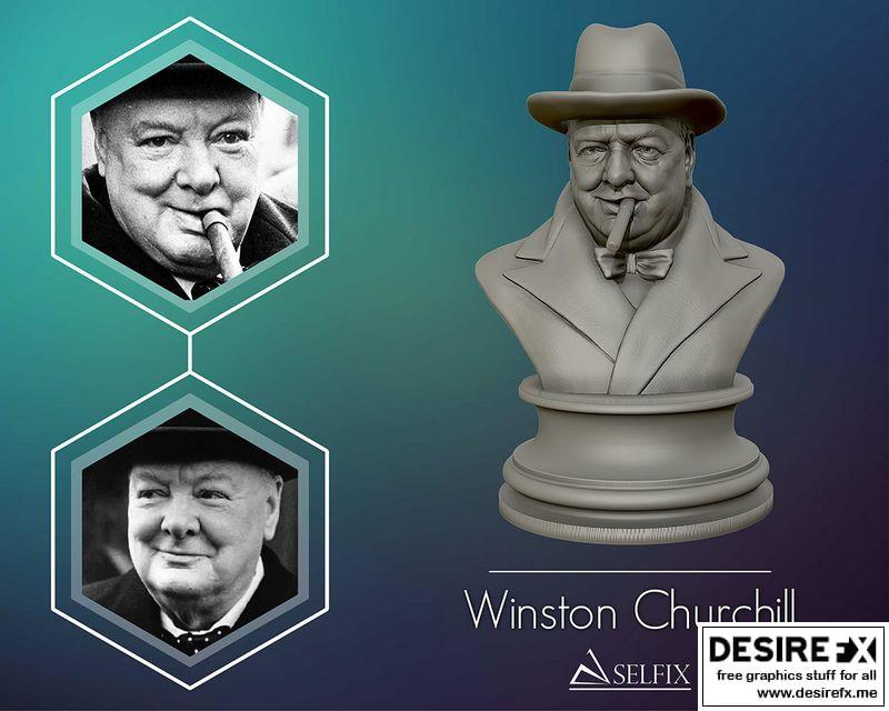Desire FX 3d models | Winston Churchill bust sculpture 3D print model