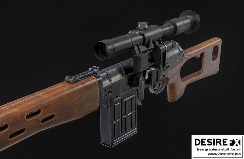 Desire FX 3d models | SVD Dragunov Sniper Rifle Low-poly 3D model