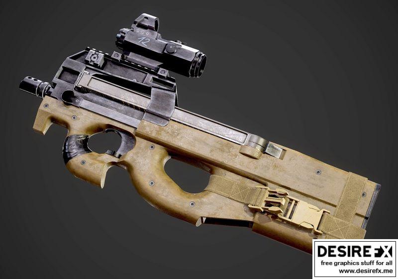 Desire FX 3d models | FN P90 Submachine Gun AAA Game Ready Asset Low ...