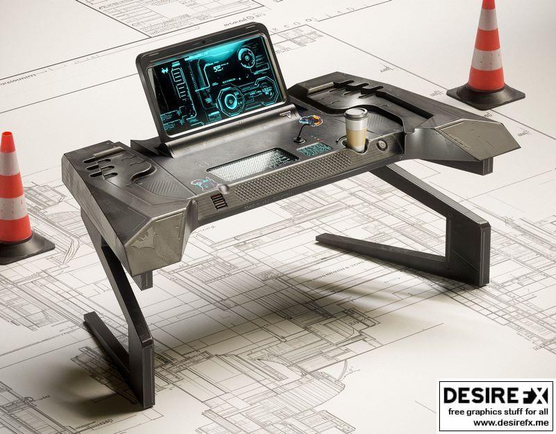 Desire FX 3d models | Sci-fi Stylized Table V1 PBR Low-poly 3D model