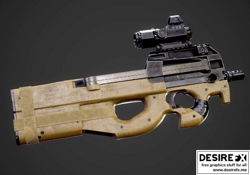 Desire FX 3d models | FN P90 Submachine Gun AAA Game Ready Asset Low ...
