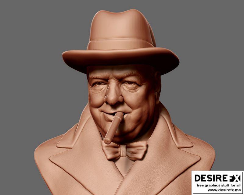Desire FX 3d models | Winston Churchill bust sculpture 3D print model