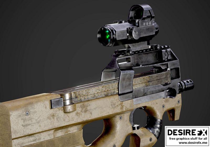 Desire FX 3d models | FN P90 Submachine Gun AAA Game Ready Asset Low ...