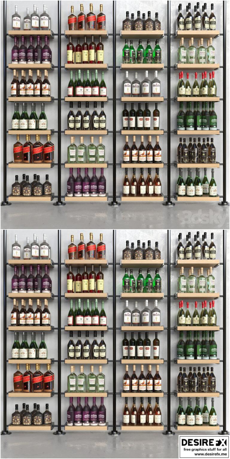 Desire FX 3d models | A rack with collection alcohol in a supermarket ...