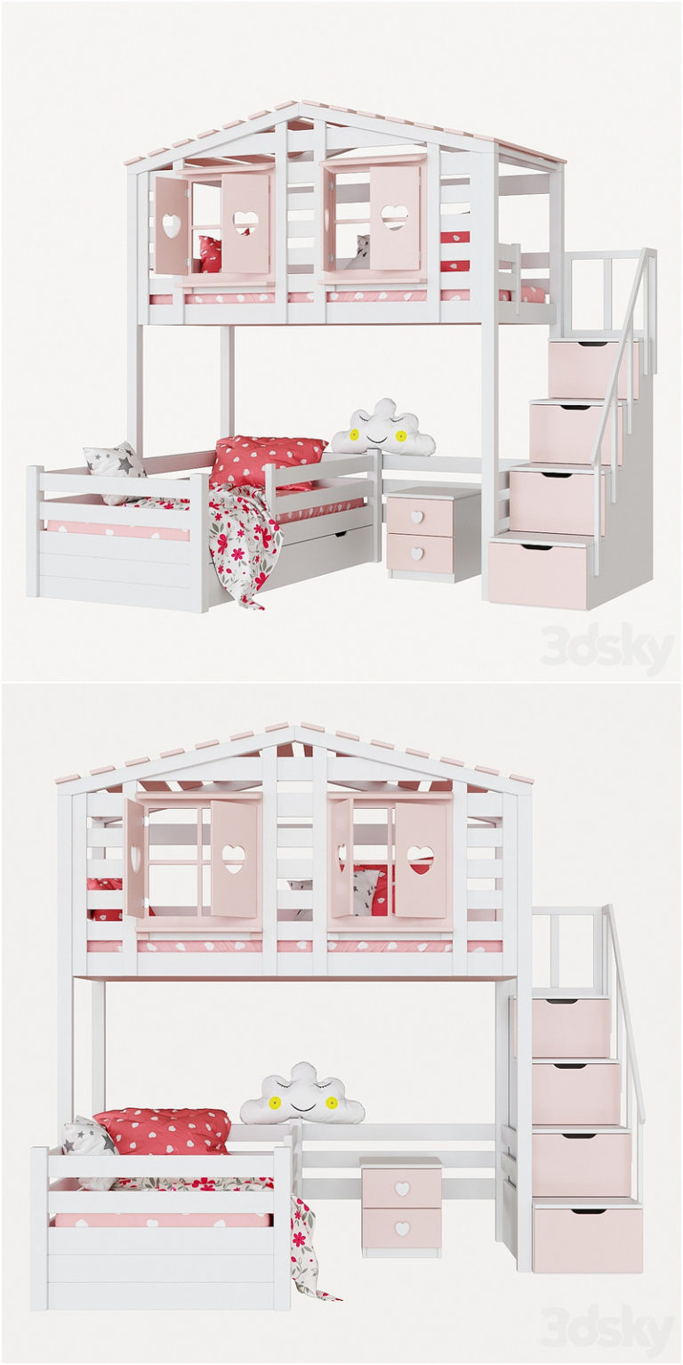 Desire FX 3d models | Children’s 2-level bed lodge Bilbao set 2 – 3D Model