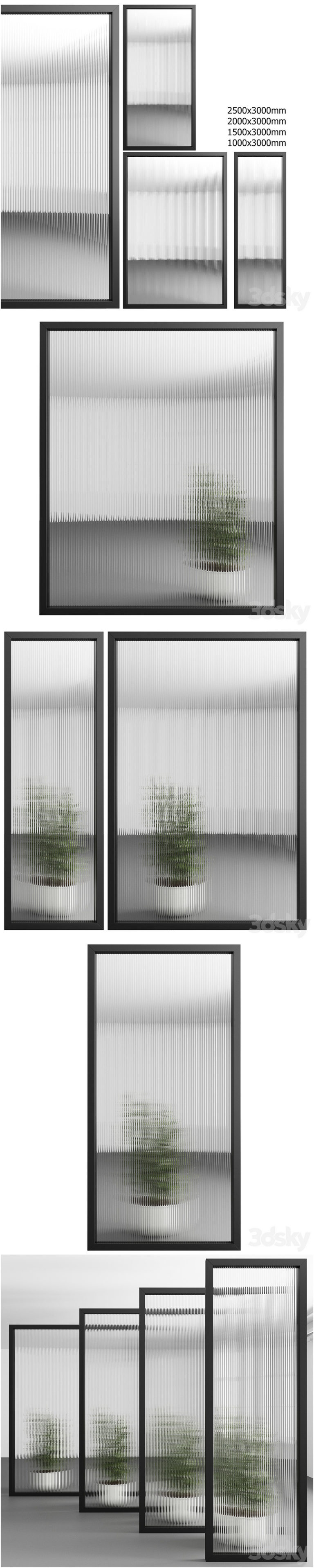 Desire FX 3d models | Partition with embossed glass No. 1 – 3D Model