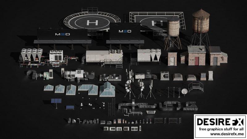 Desire FX 3d models | Rooftop Props Collection Low-poly 3D model