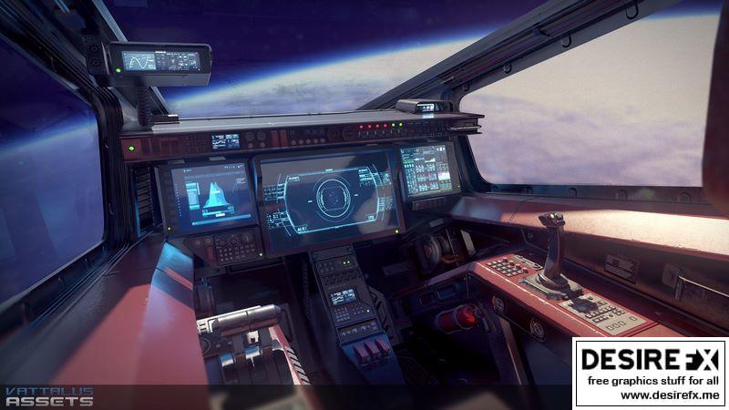 Desire FX 3d models | Sci Fi Fighter Cockpit 5 Low-poly 3D model