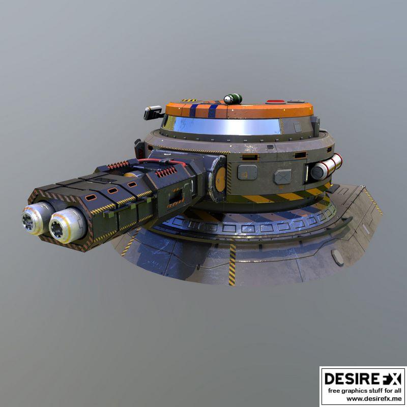 Desire FX 3d models | Sci-Fi heavy plasma turret Low-poly 3D model