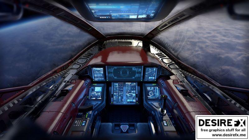Desire FX 3d models | Sci Fi Light Fighter Cockpit Low-poly 3D model
