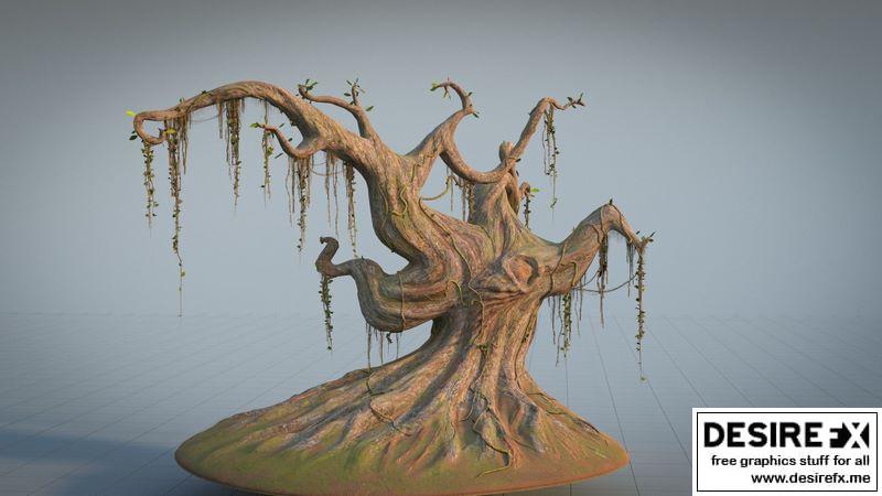 Desire FX 3d models | Fantasy Magic Old Tree Low-poly 3D model